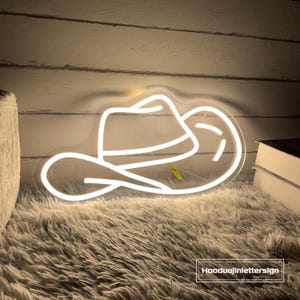 Cowgirl Hat LED Neon Sign, Cowboy Hat Neon Light Sign, Custom Western ...