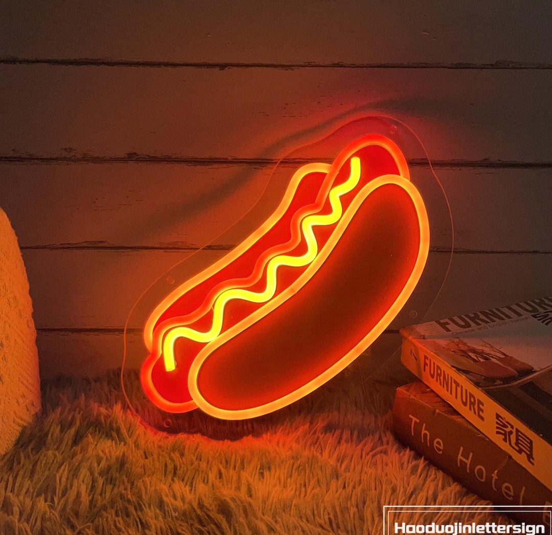 Hot Dog Neon Sign, Custom Fast Food Truck LED Neon Light Kitchen ...