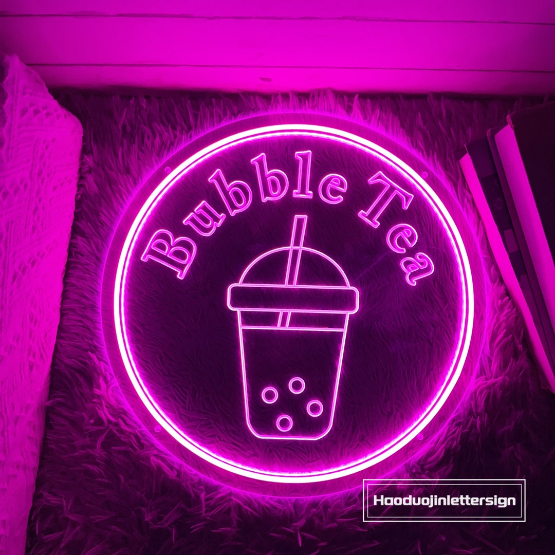 USB 3D Engraved Bubble Tea LED Neon Sign, Custom Boba Tea Milk Tea ...