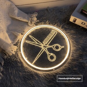 USB 3D Engraved Combs and Clippers LED Neon Sign Custom Barber Shop ...