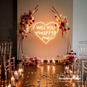 Will You Marry Me Heart Neon Sign, Custom Wedding LED Neon Light ...
