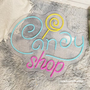 Custom Candy Shop LED Neon Sign Candy Lollipop Food Night Light Home ...