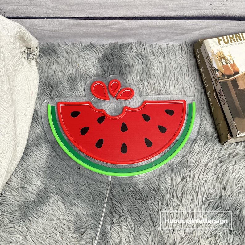 Cute Watermelon Neon Sign, Custom Fruit LED Neon Light UV Printed Fruit ...