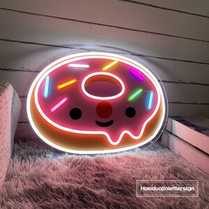 Cute Donut Neon Sign, Custom Food Bakery Dessert Sweet Donuts LED Neon ...