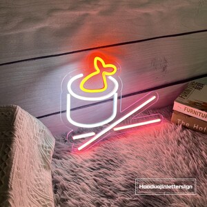 Sushi Roll Chopsticks LED Neon Sign: Japanese Restaurant Decor - Etsy
