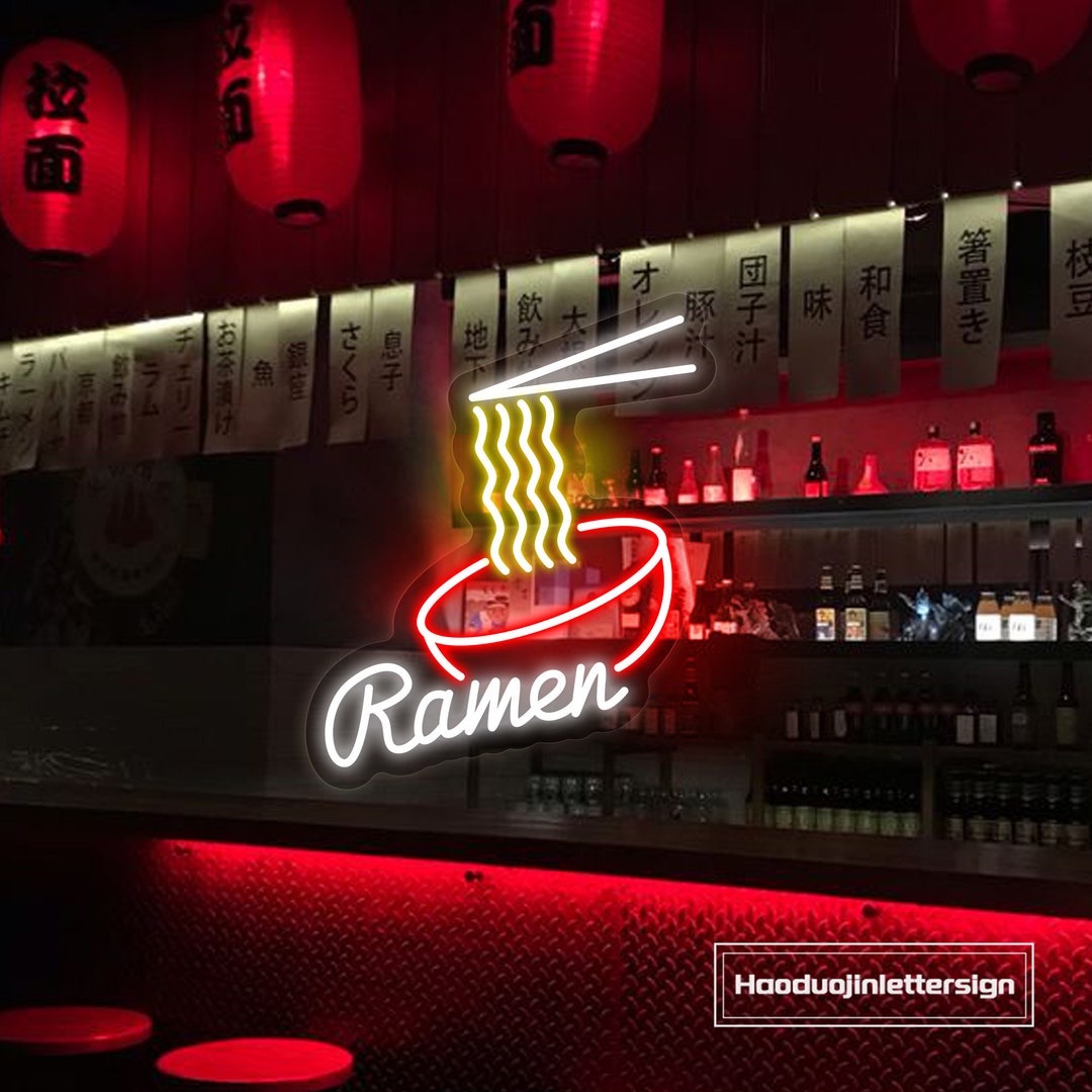 Ramen LED Neon Sign, Custom Cute Japanese Ramen Bowl Noodles Restaurant ...
