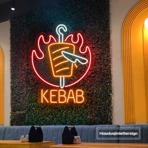 Kebab Neon Sign, Custom Doner Kebab Shawarma LED Neon Light Grill Bar ...