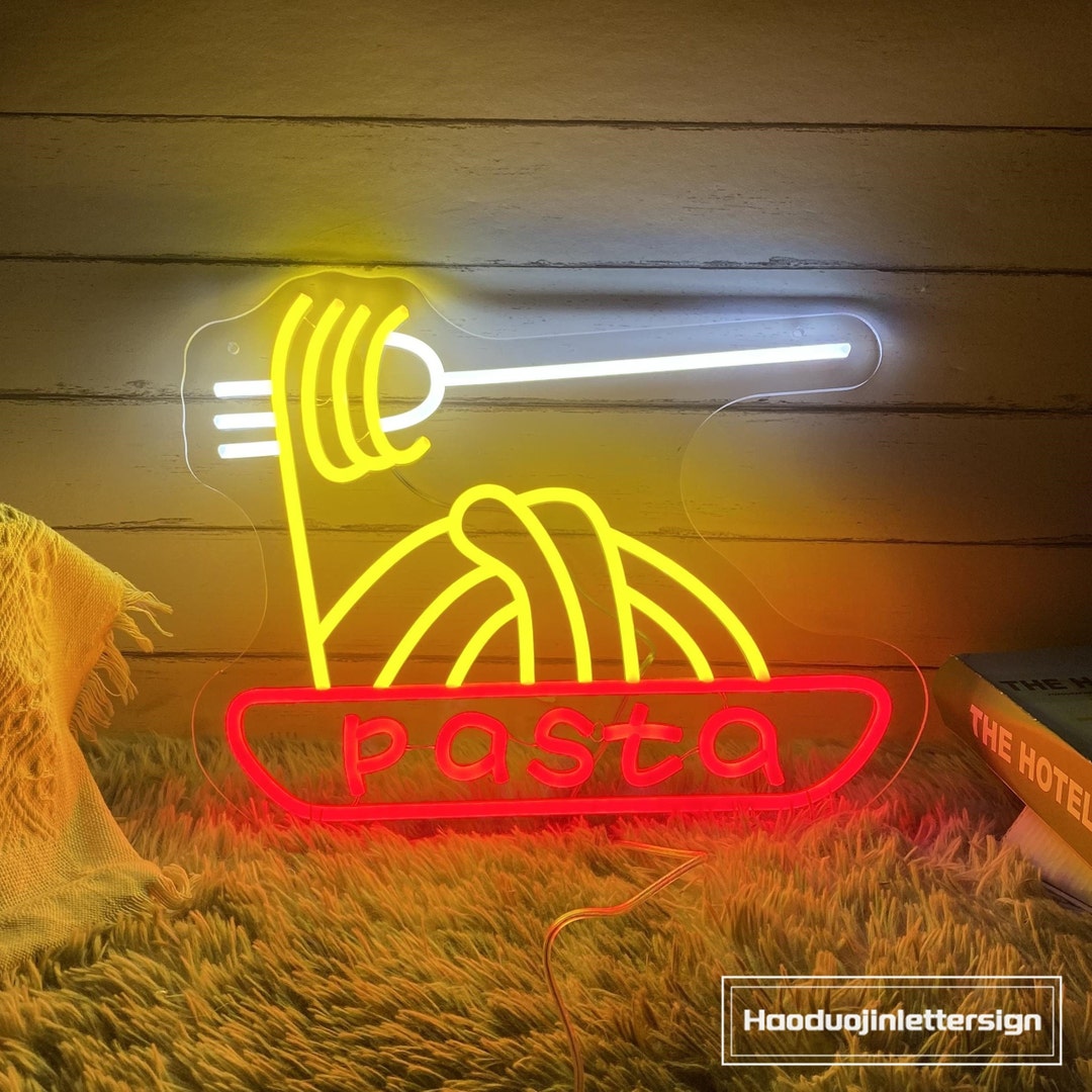 Pasta Neon Sign, Custom Italian Restaurant Spaghetti Noodle LED Neon ...
