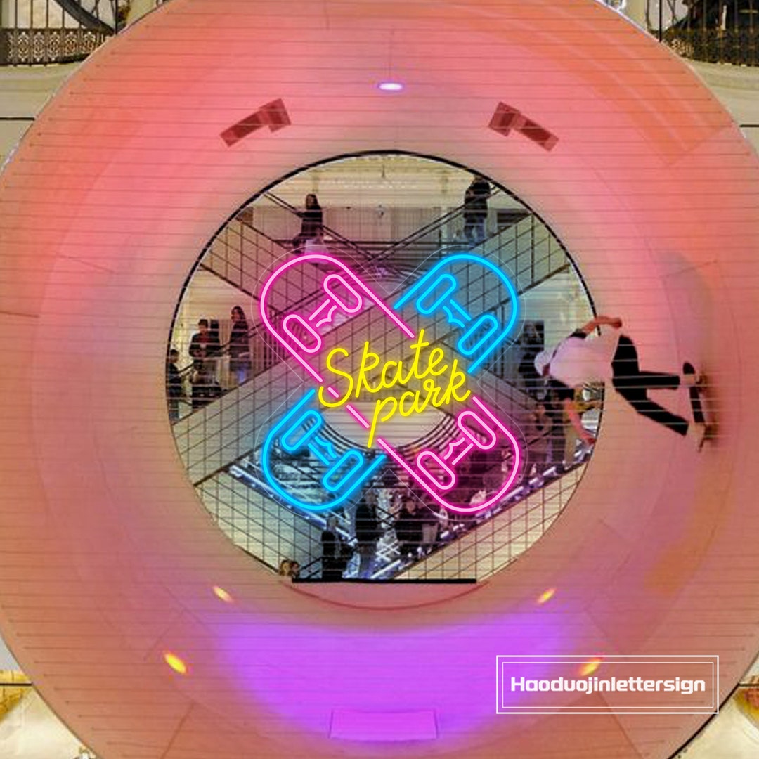 Skate Park Neon Sign, Custom Skateboard Shop LED Neon Light Skateboard ...