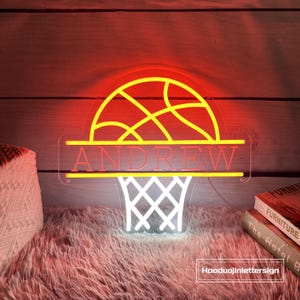Custom Basketball Hoop Name Neon Sign, Boy's Bedroom Name LED Neon ...