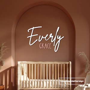 Custom Wood Name Sign, Wooden Name Sign Nursery Baby Kids Room Wall ...