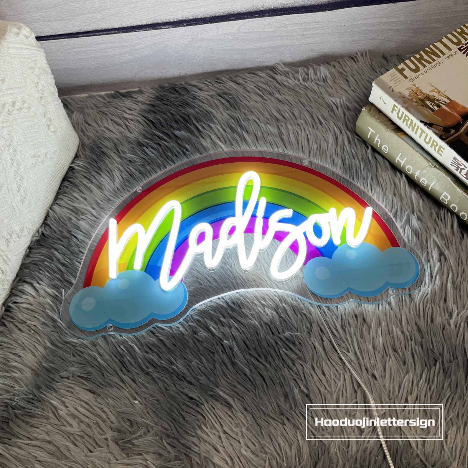 Custom Rainbow Name Neon Sign, Personalized Girl Kid's Room Children ...