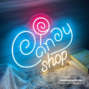 Custom Candy Shop LED Neon Sign Candy Lollipop Food Night Light Home ...