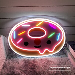 Cute Donut Neon Sign, Custom Food Bakery Dessert Sweet Donuts LED Neon ...