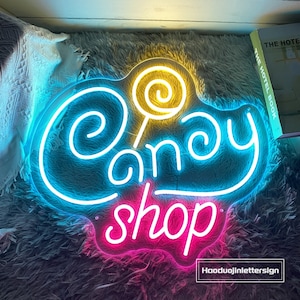 Custom Candy Shop LED Neon Sign Candy Lollipop Food Night Light Home ...