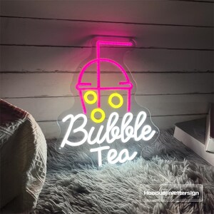 Boba Tea Custom Bubble Tea LED Milk Tea Neon Sign Drinks Night Light ...