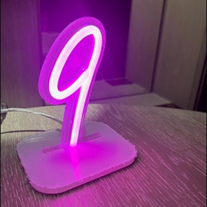 12cm Neon Table Number Light Mini Number Usb/battery Powered LED Neon ...