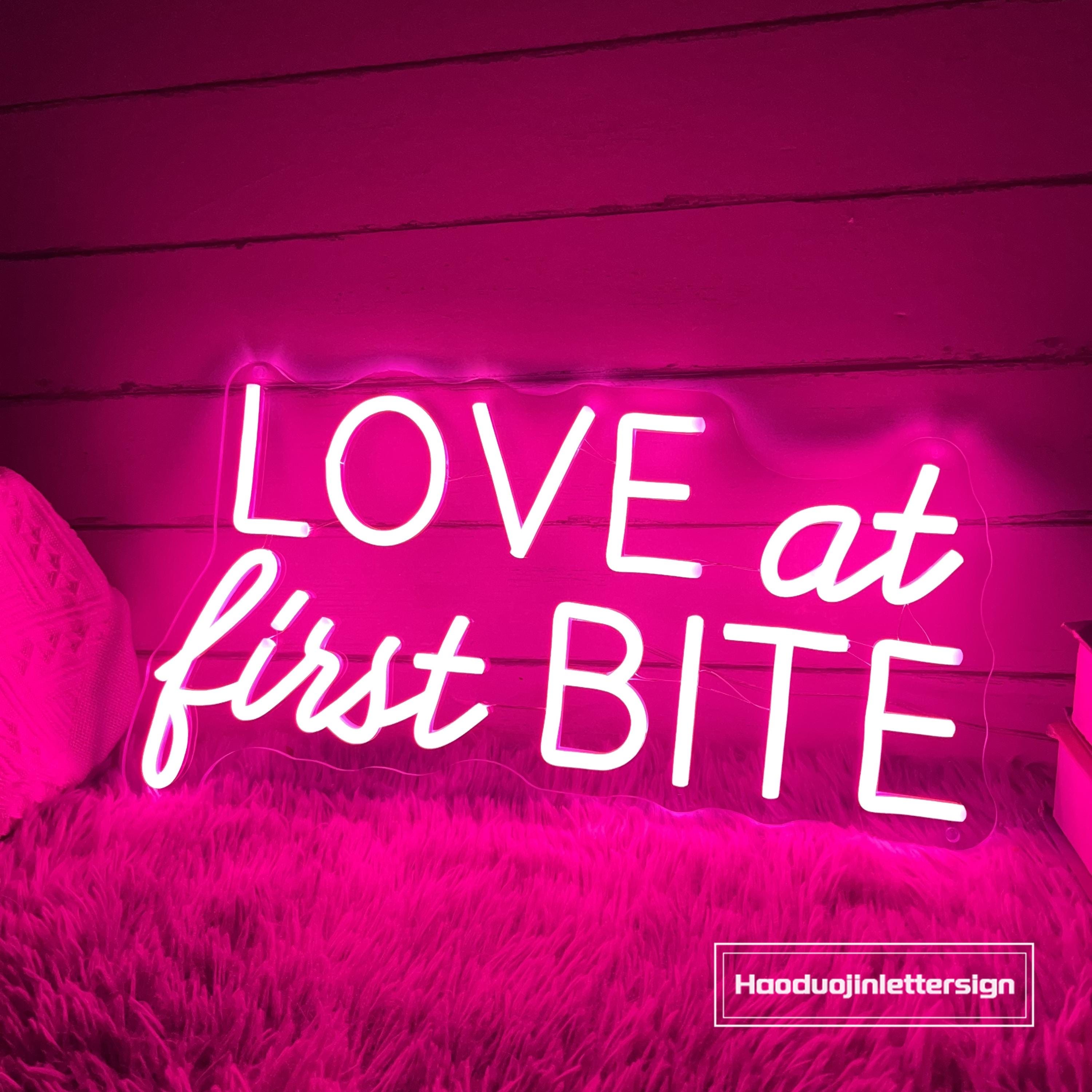 Love at First Bite Neon Sign, Custom Dessert Table LED Neon Light ...