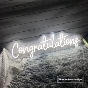 Congratulations Neon Sign, Custom Grad Party LED Neon Light Congrats ...