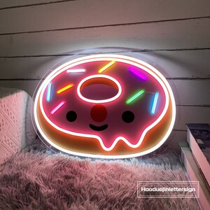 Cute Donut Neon Sign, Custom Food Bakery Dessert Sweet Donuts LED Neon ...