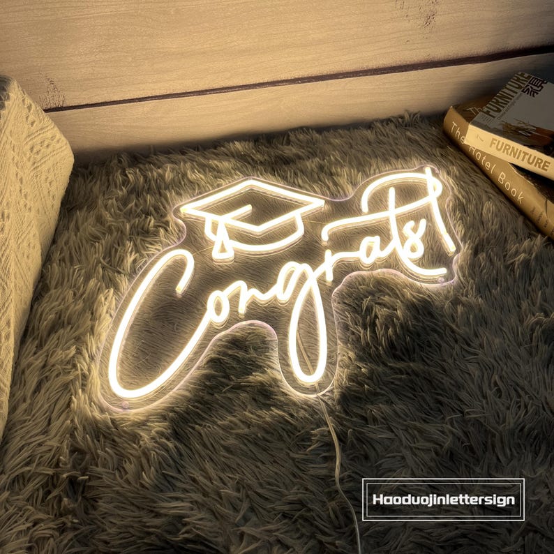 Congrats! Cap LED Neon Sign, Custom Congrats Grad Neon Light, Prom ...