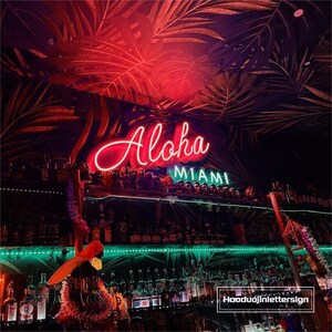 Aloha Miami Neon Sign, Custom Hawaii Bar LED Neon Light Home Wall Decor ...