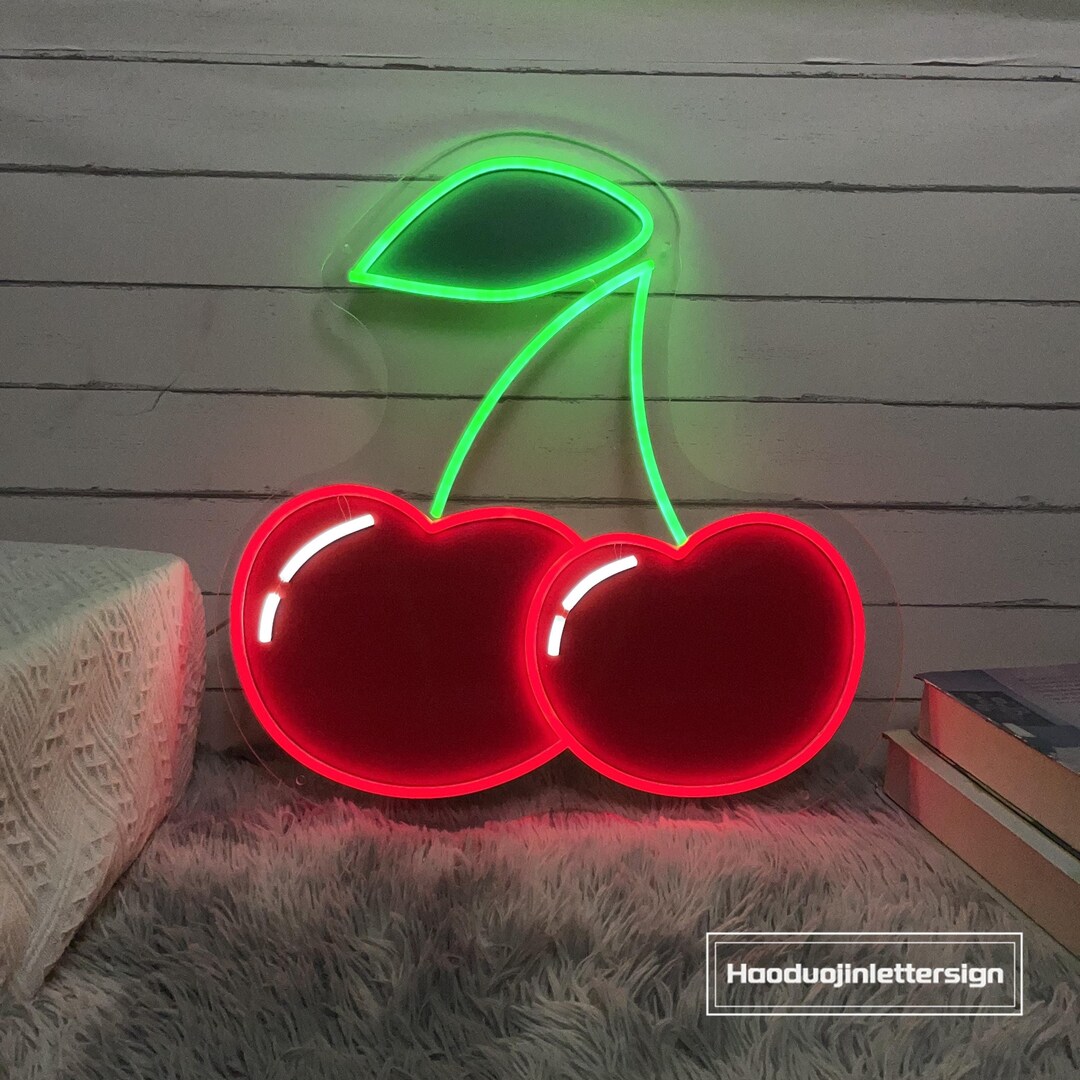 Cute Cherry Neon Sign, Custom Fruit LED Neon Light Sign UV Printed ...