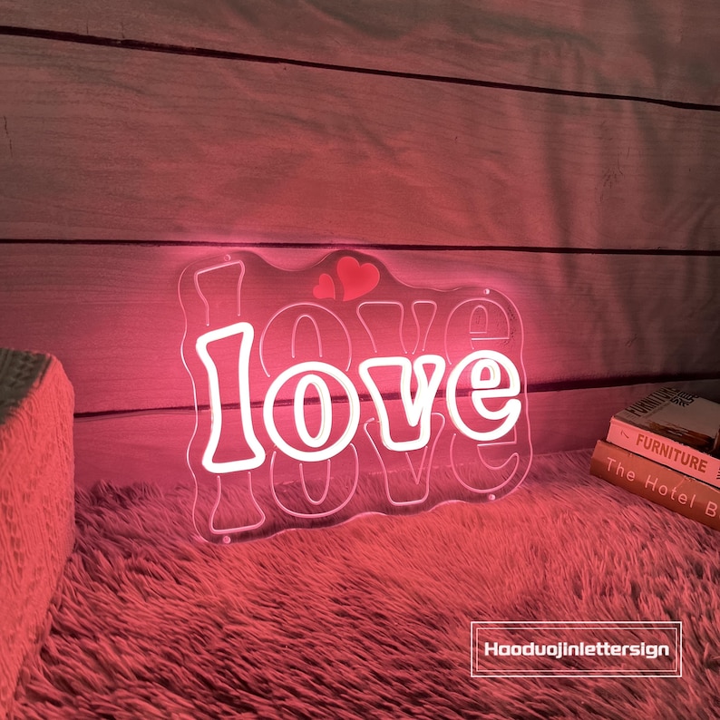 Love Love Love LED Neon Sign, Custom Valentine's Day Neon Light ...
