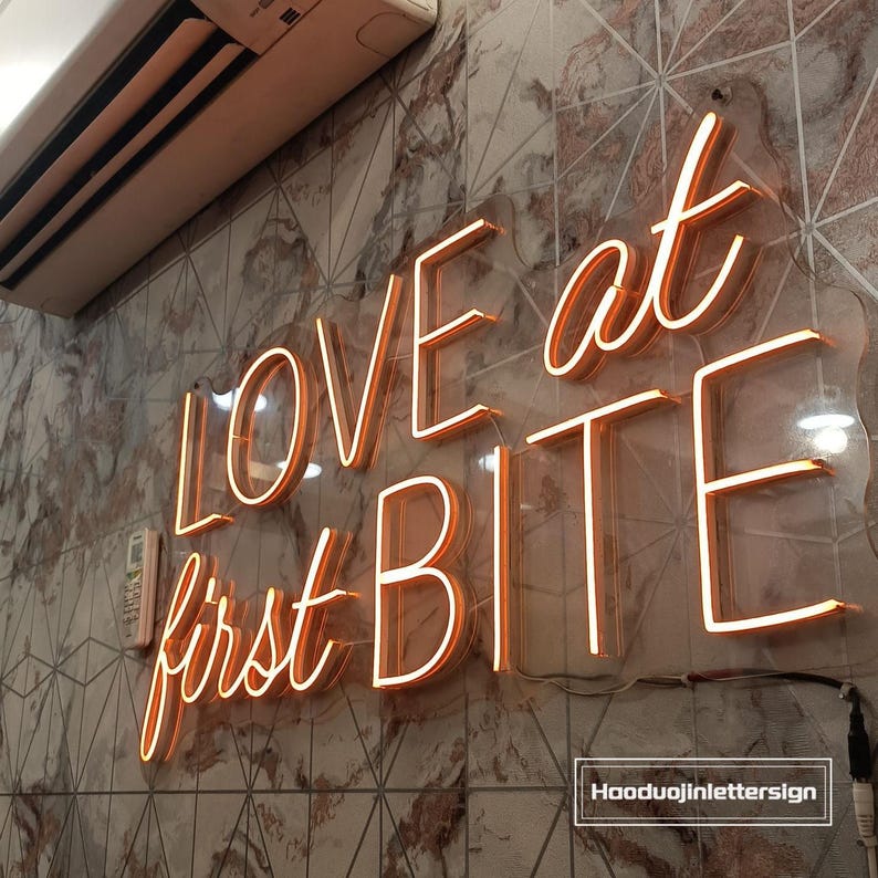 Love at First Bite Neon Sign, Custom Dessert Table LED Neon Light ...
