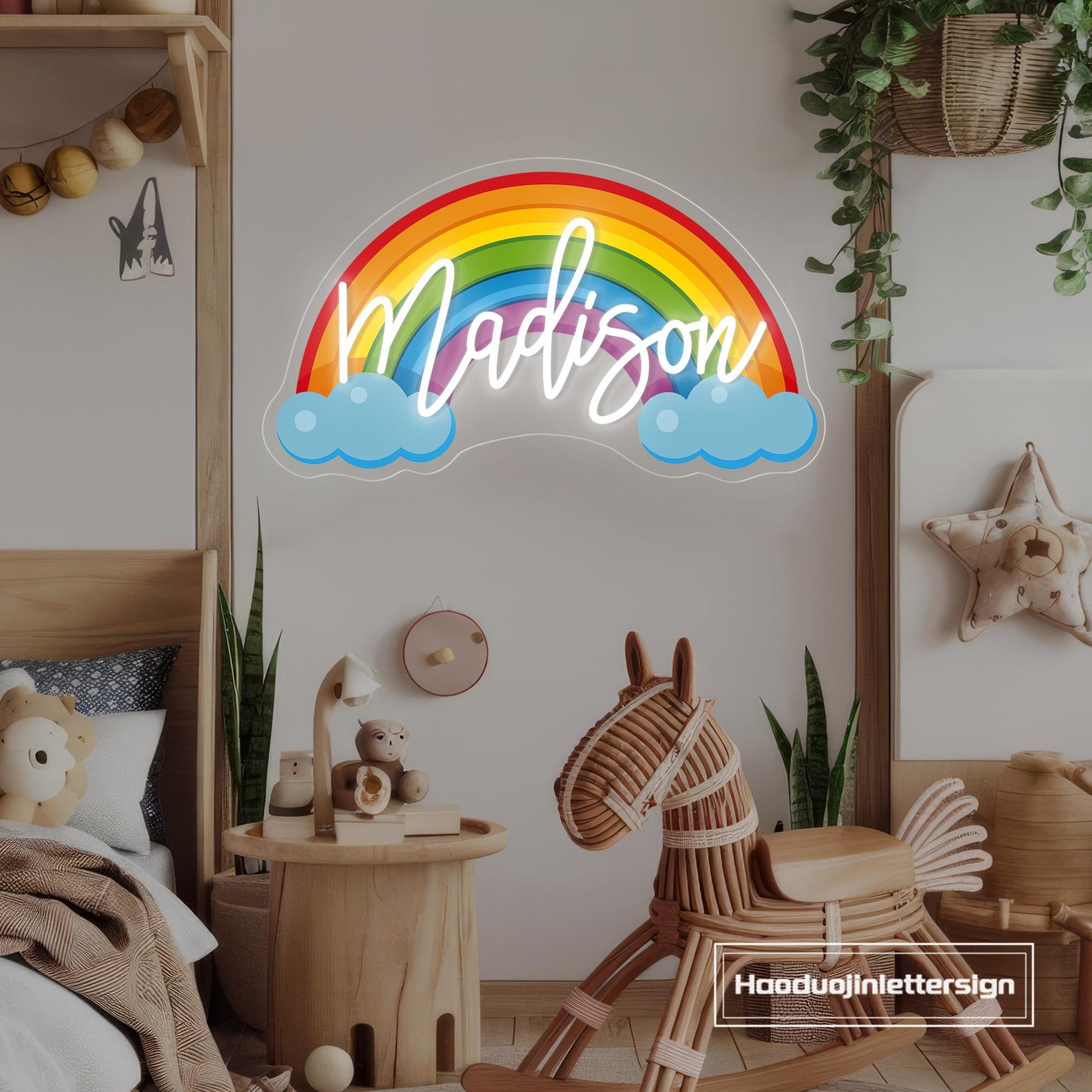 Custom Rainbow Name Neon Sign, Personalized Girl Kid's Room Children ...