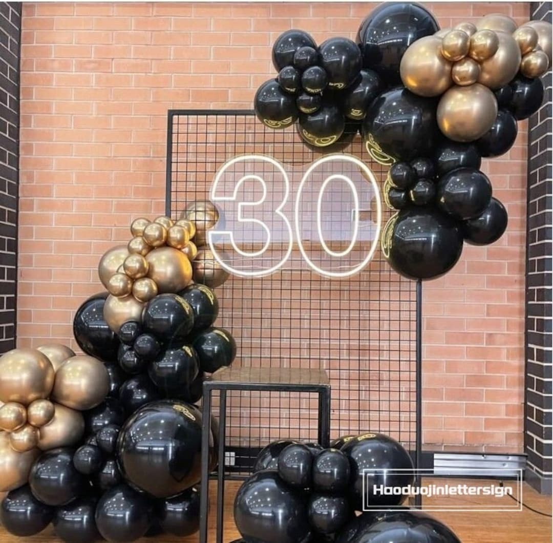 Custom Number LED Neon Sign, Thirty Light up Neon Number Letter ...