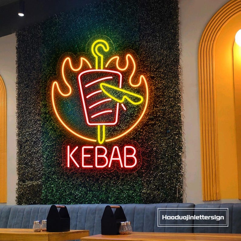 Custom Kebab LED Neon Sign: Grill Bar BBQ Restaurant Decor - Etsy