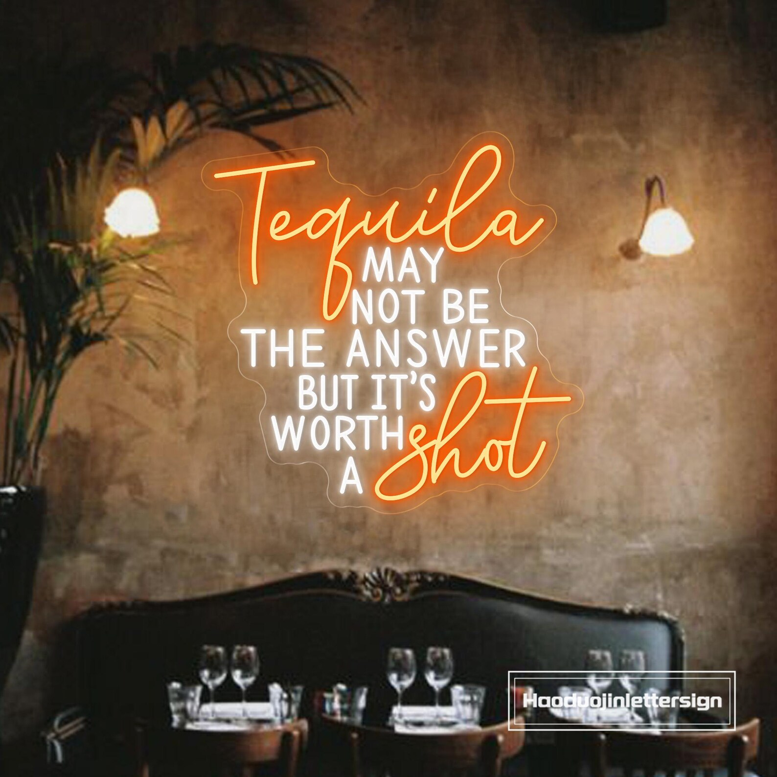 Tequila May Not Be the Answer but It's Worth A Shot Neon Sign, Custom ...