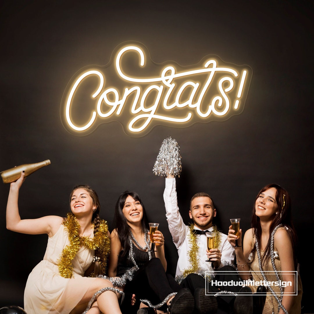 Congrats! LED Neon Sign, Custom Congrats Grad Neon Light, Prom Party ...