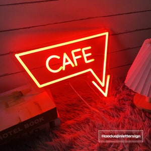 Cafe Arrow Neon Sign Custom Coffee Bar Shop Restaurant LED Neon Sign ...