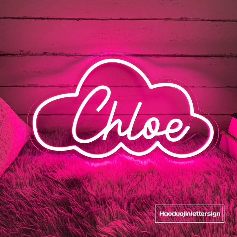 Custom Cloud Name Neon Sign, Personalized Girl Baby Kid's Room LED Neon ...