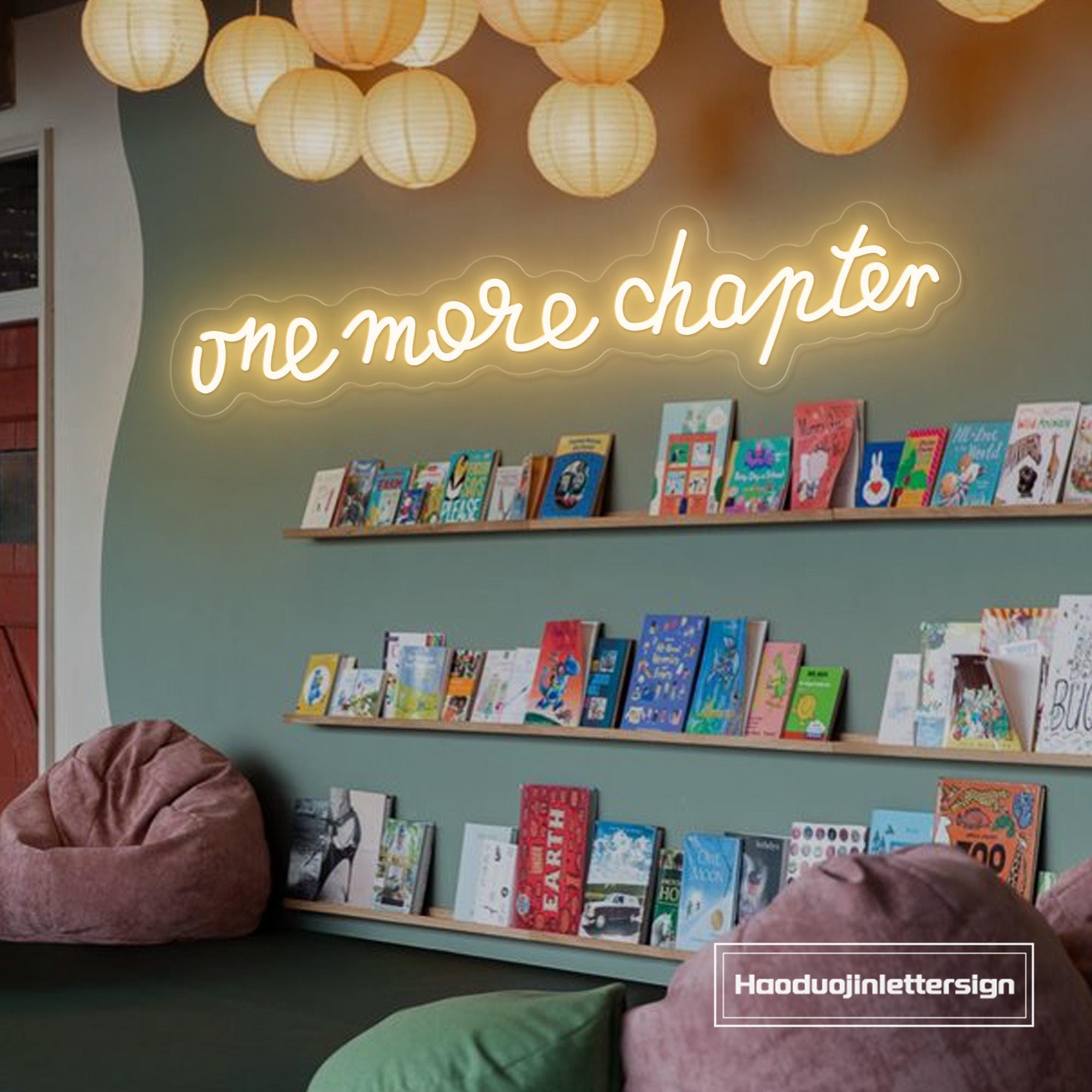 One More Chapter LED Neon Sign, Custom Home Library Neon Light Reading ...