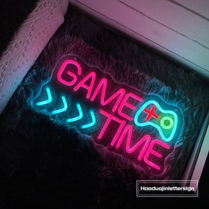 Game Time Neon Sign, Custom Game Room LED Neon Light up Sign Gaming ...