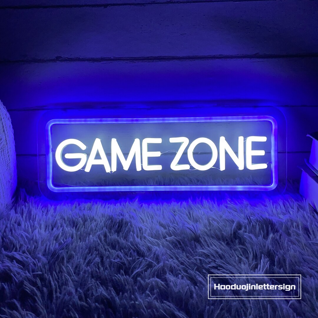 Game Zone Neon Sign, Custom Game Room LED Neon Light Sign Gaming Room ...