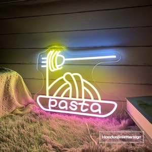 Pasta Neon Sign, Custom Italian Restaurant Spaghetti Noodle LED Neon ...