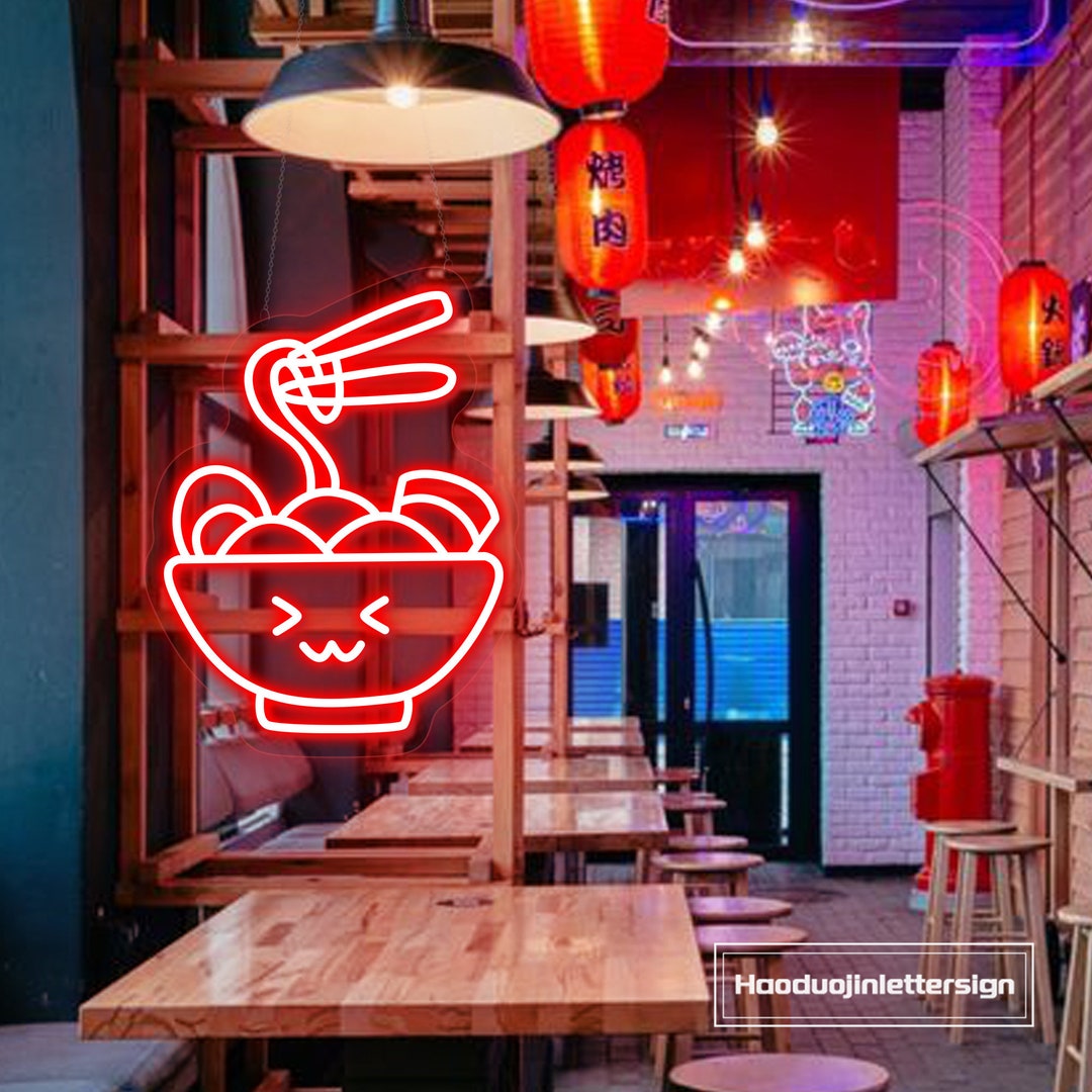 Chinese Noodles LED Neon Sign, Custom Chinese Japanese Restaurant Ramen ...