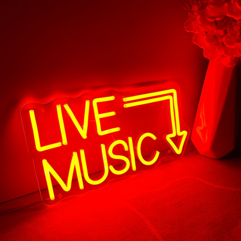 LIVE MUSIC LED Neon Sign, Custom Music Studio Neon Light Sign ...