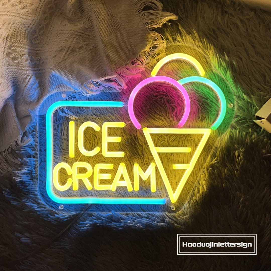 Ice Cream Neon Sign Custom Coffee Shop Bar LED Neon Sign Night Light ...