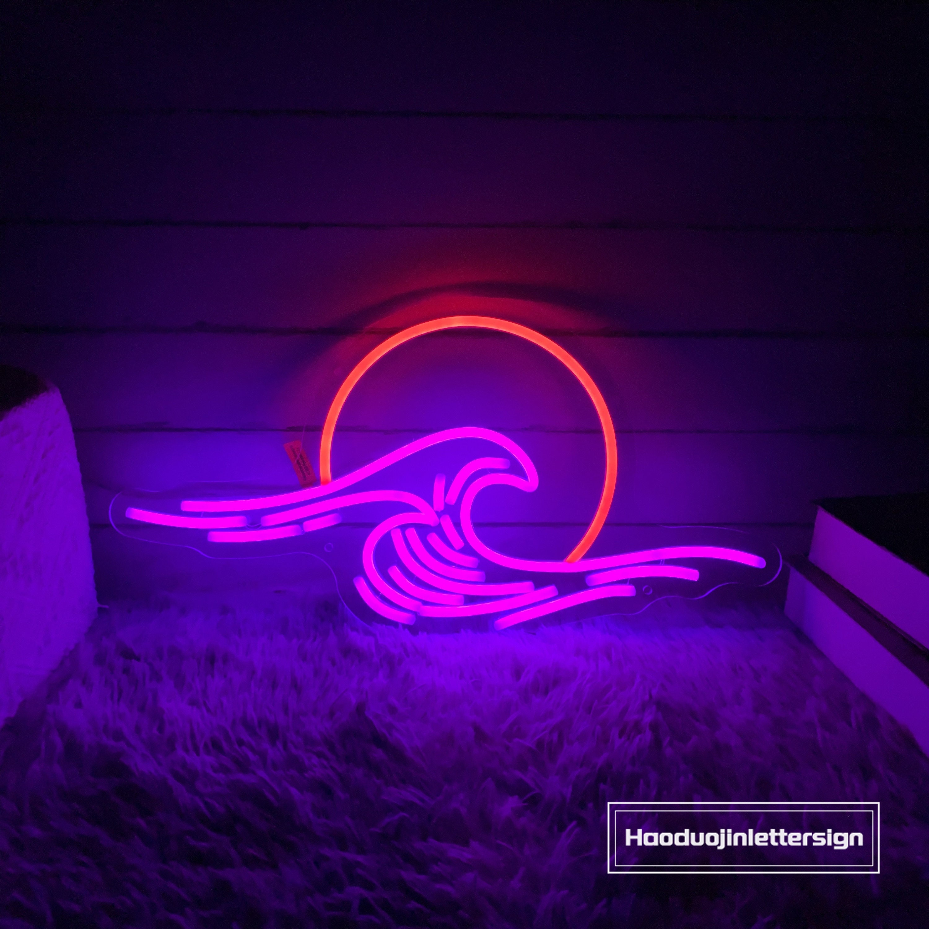 Wave Sunset Neon Sign, Custom Sun Ocean Sunrise Sea LED Neon Light Home ...