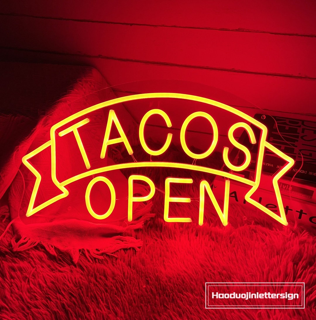 Tacos Open LED Neon Sign: Custom Mexican Party Decor - Etsy