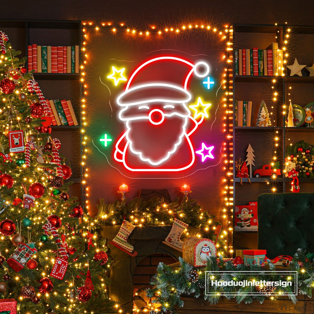 Santa Claus Neon Sign, Custom Merry Christmas LED Neon Light, Holiday ...