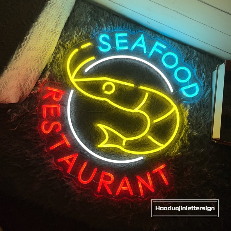 Seafood Restaurant Neon Sign, Custom Sea Food Shop Shrimp LED Neon ...