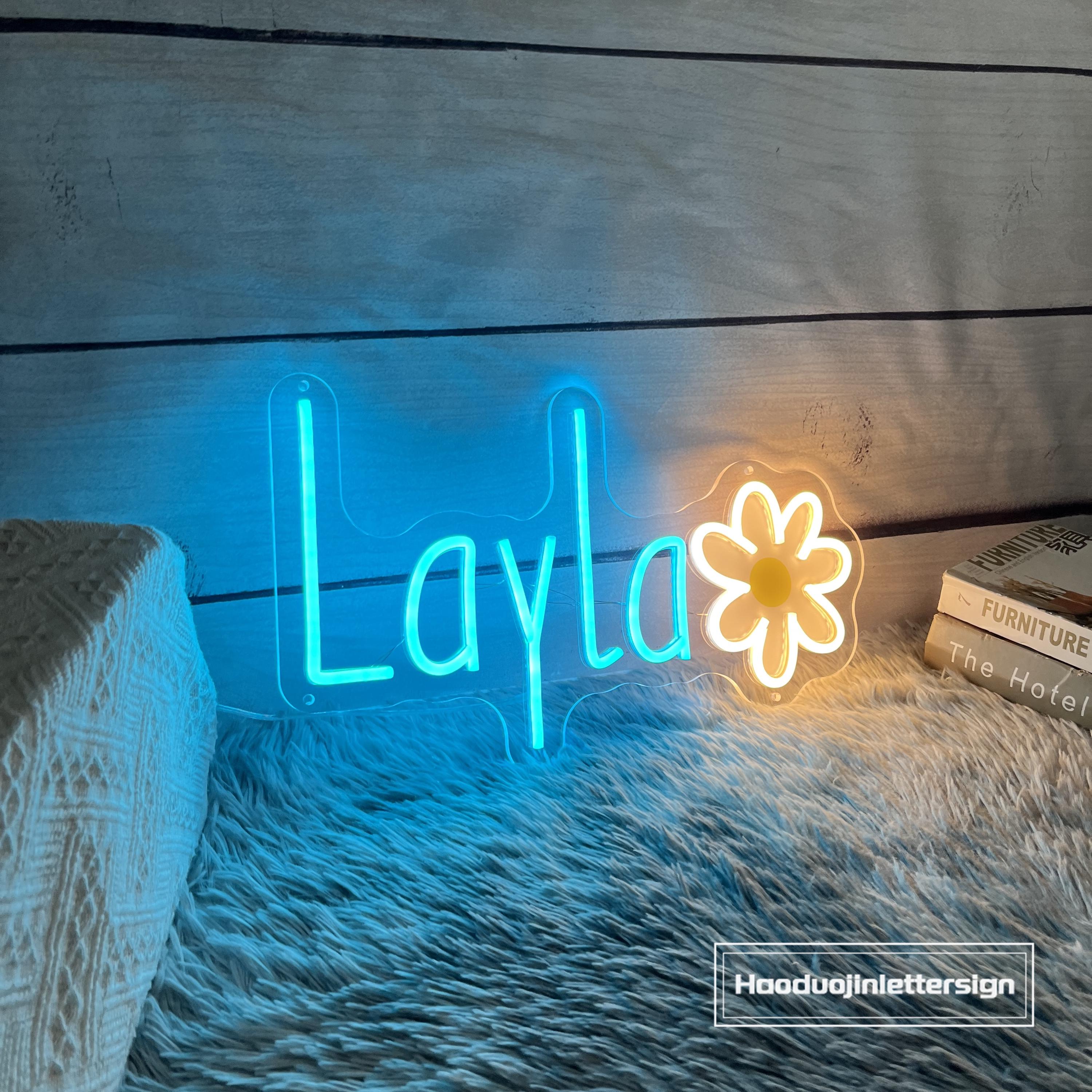 Custom Daisy Flower Name LED Neon Sign, Personalized Kid's Bedroom ...