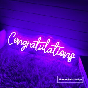 Congratulations Neon Sign, Custom Grad Party LED Neon Light Congrats ...