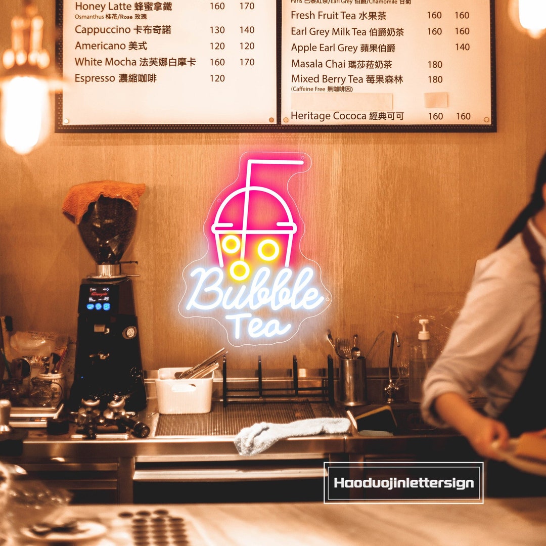 Boba Tea Custom Bubble Tea LED Milk Tea Neon Sign Drinks Night Light ...